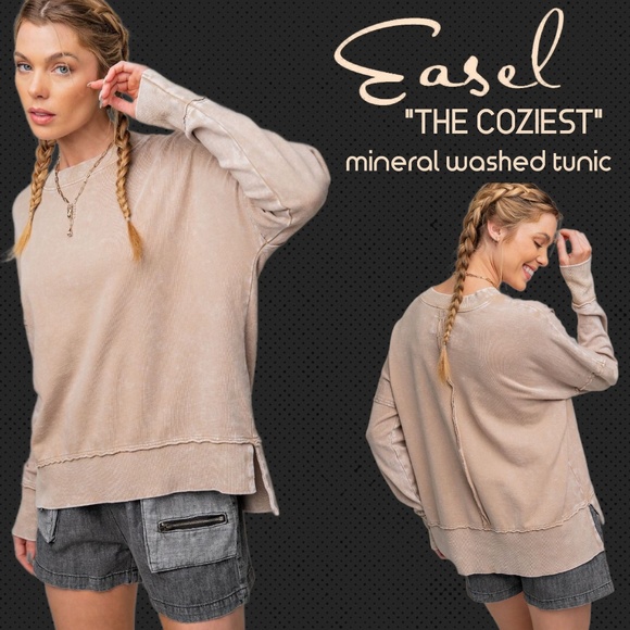 easel | Tops | Easel The Coziest Plus Size Mineral Washed Tunic Top ...